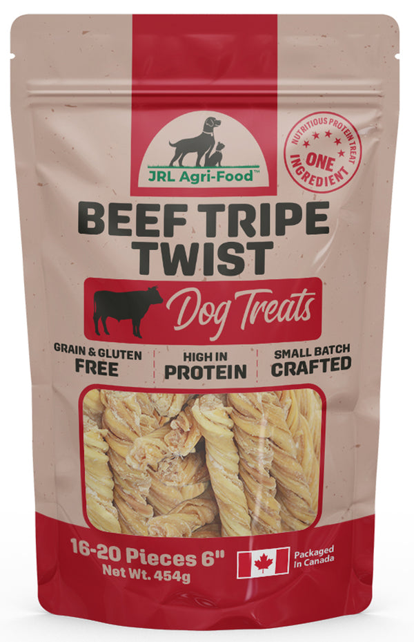 Beef Tripe Twist Dog Treat - 454 grams (16 oz.) 6" Long 16 -20 pieces ...